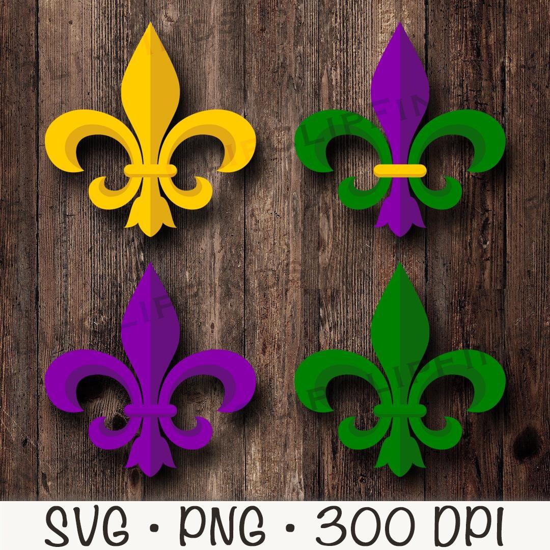 Fleur De Lis PNG, Fleur De Lis SVG, Mardi Gras Clipart, Purple, Green ...