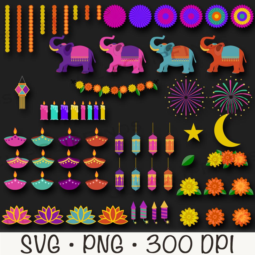 Diwali Clipart, Diwali Graphics Bundle Pack, SVG, PNG, Diya, Festival ...