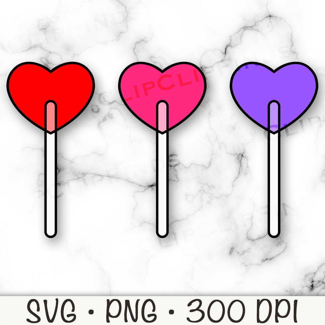 Valentine's Day Lollipop, Heart Lollipops, SVG, PNG, Clipart, Instant ...