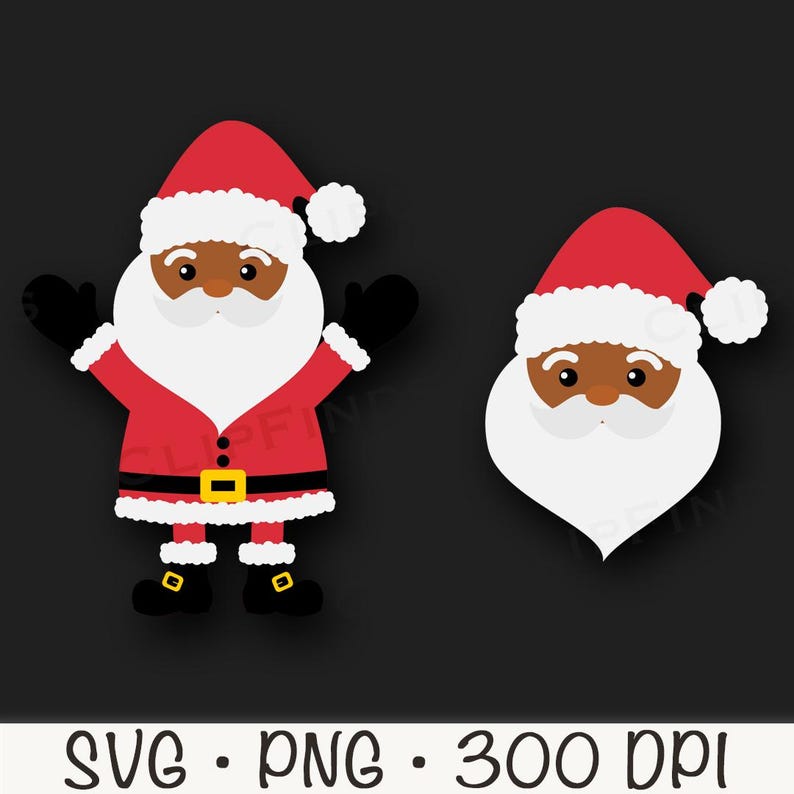African American Santa Claus, Brown Santa Claus, SVG, PNG, Clip Art ...