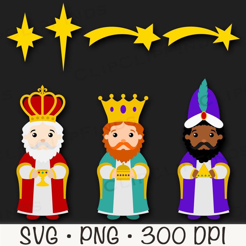 3 Kings, Cute 3 Kings, 3 Wise Men, Nativity Star, Tres Reyes Magos, SVG ...