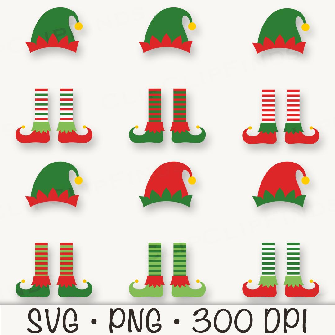 Elf Monogram SVG, Christmas Elf Hat and Legs PNG, Elf Feet, Elf ...