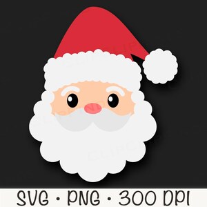Santa Claus Face SVG, Santa Claus Head PNG, Cute Santa Face Clipart ...