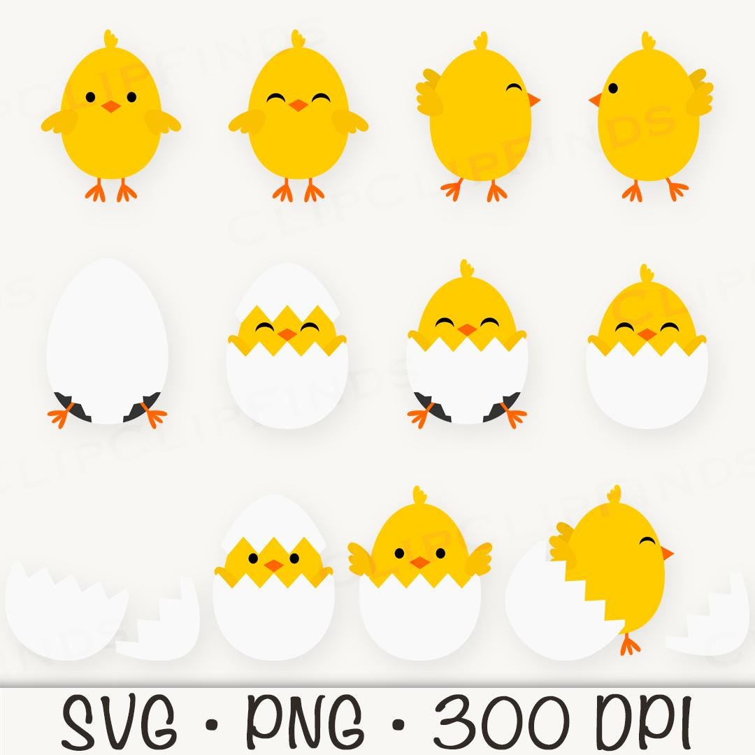 Baby Easter Chicks SVG, Chicks in Cracked Egg PNG, Hatched Easter Eggs ...