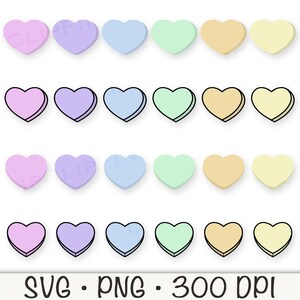 Blank Conversation Hearts SVG, Pastel Valentine's Day Candy Hearts, PNG ...