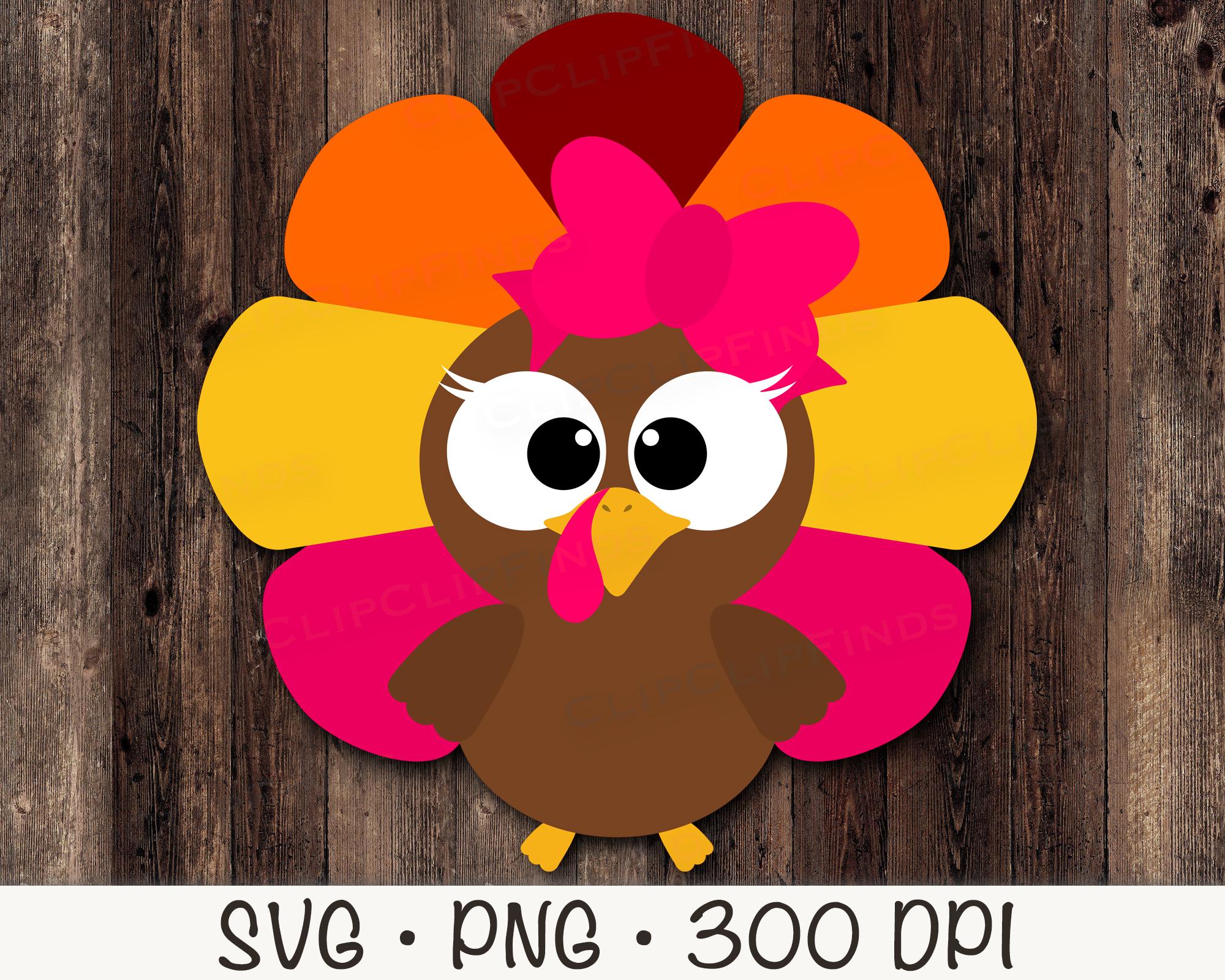 Cute Girl Thanksgiving Baby Turkey With Pilgrim's Hat, SVG Vector File ...