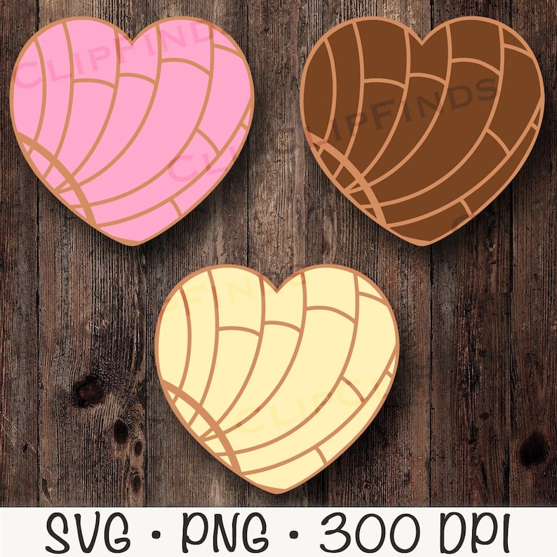 Heart Concha SVG, Concha Bread Heart PNG, Strawberry, Chocolate ...