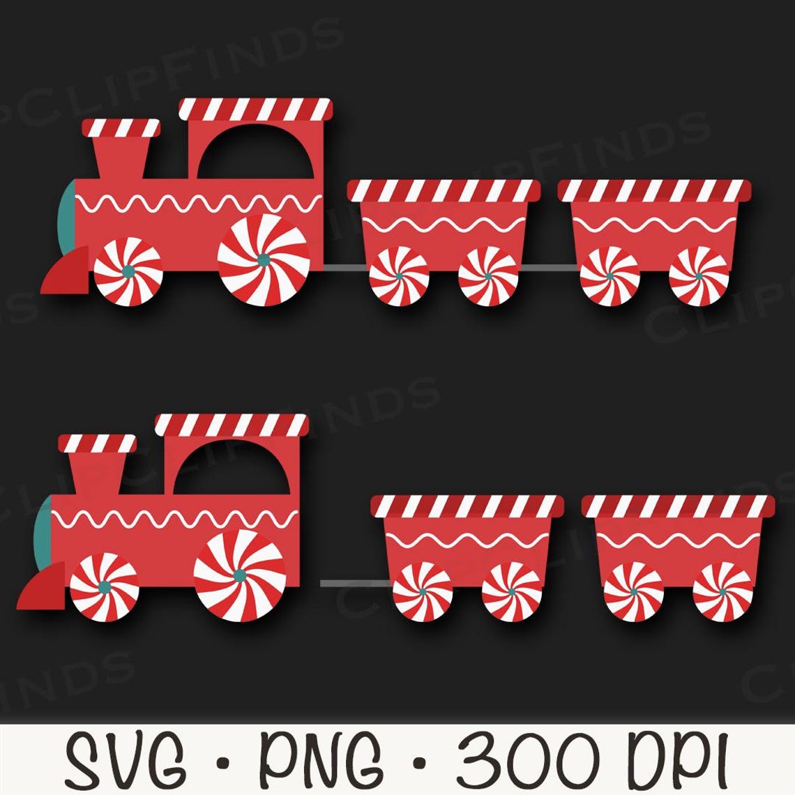 Red Christmas Train SVG, Christmas Train PNG Clip Art, Peppermint ...