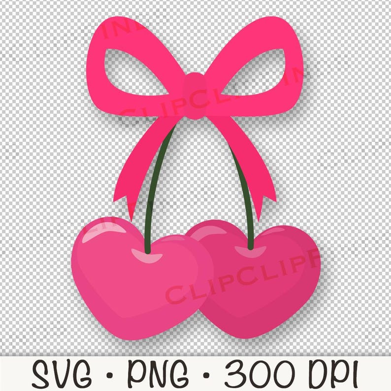 Coquette Cherry Hearts PNG, Pink Coquette Bow, Pink Cherry Hearts ...