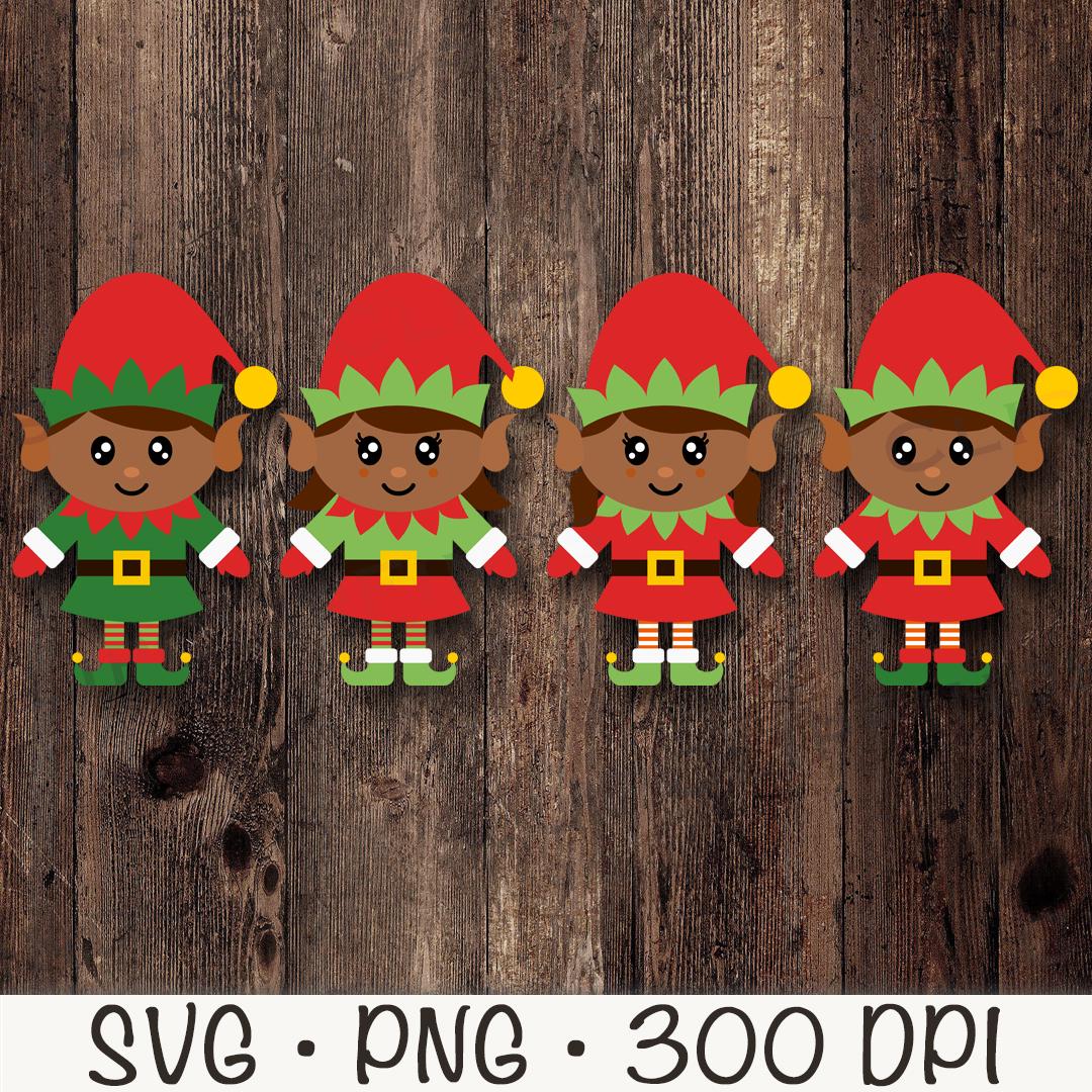Cute African American Elves SVG, Brown Boy and Girl Elf SVG, Elf PNG ...