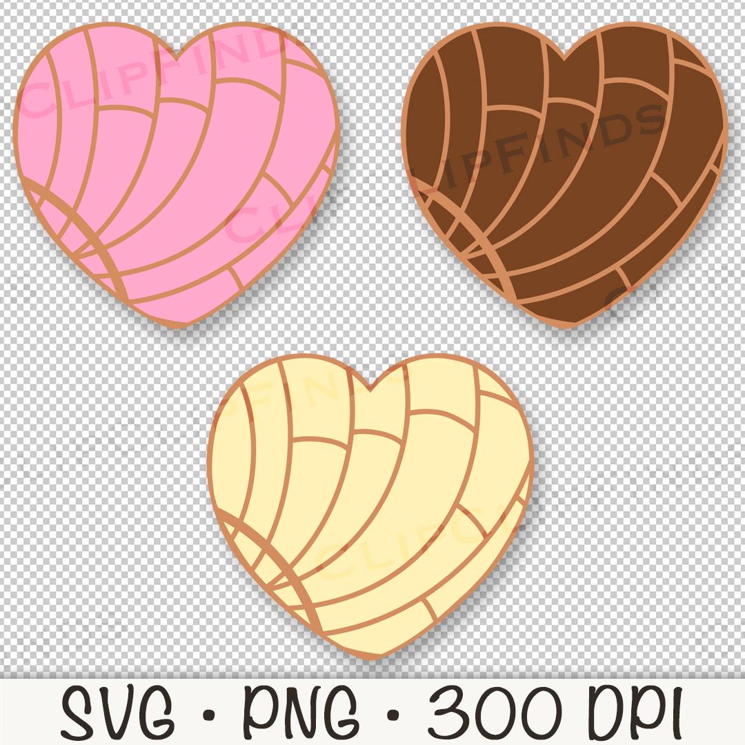 Heart Concha SVG, Concha Bread Heart PNG, Strawberry, Chocolate ...