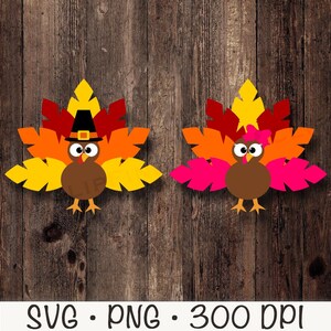 Girl and Boy Thanksgiving Turkey, SVG Vector File and PNG Transparent ...