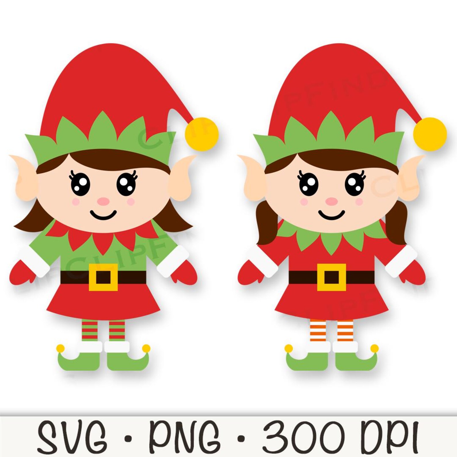 Cute Girl Elf SVG, Elf PNG, Girl Elf Clip Art, Green and Red Elf, Baby ...