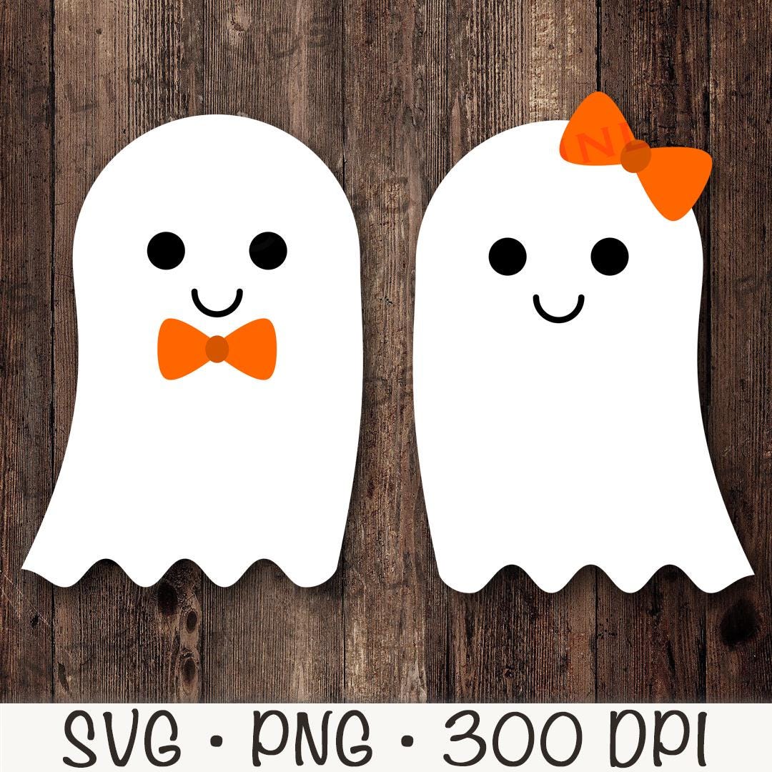 Cute Ghosts SVG, Boy Ghost, Girl Ghost SVG, Vector Cut File and PNG ...
