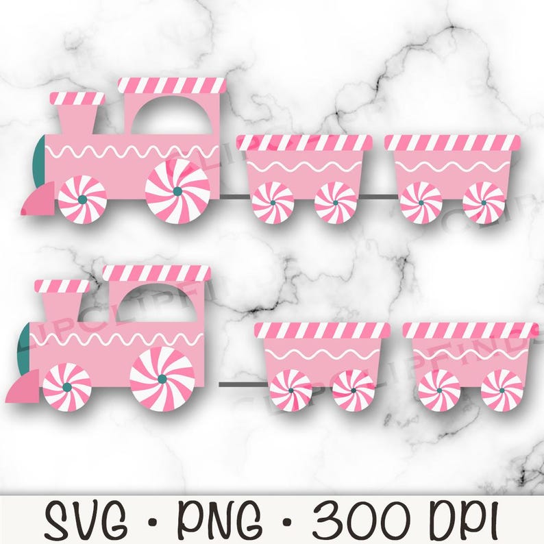 Pink Christmas Train SVG, Christmas Train PNG Clip Art, Peppermint ...