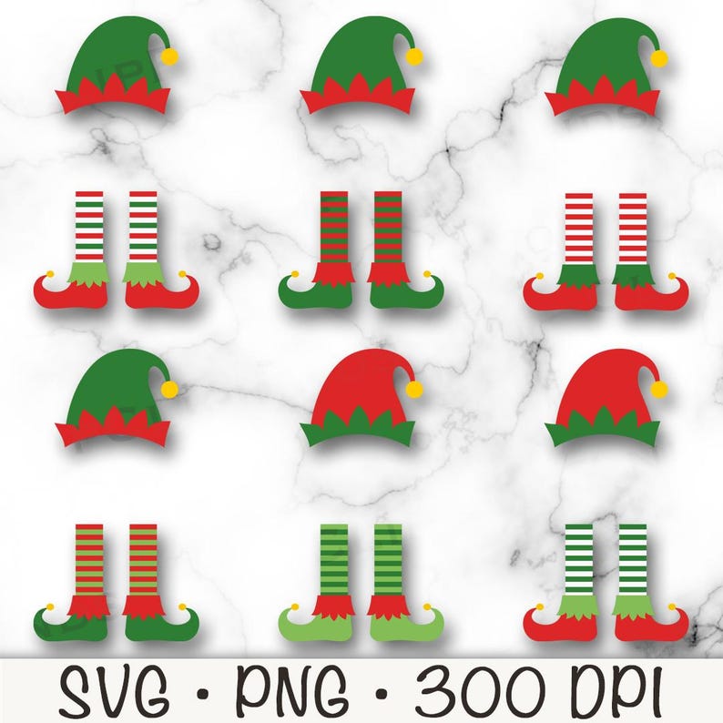 Elf Monogram SVG, Christmas Elf Hat and Legs PNG, Elf Feet, Elf ...