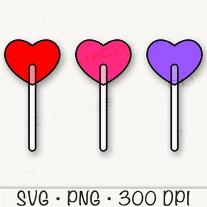 Valentine's Day Lollipop, Heart Lollipops, SVG, PNG, Clipart, Instant ...