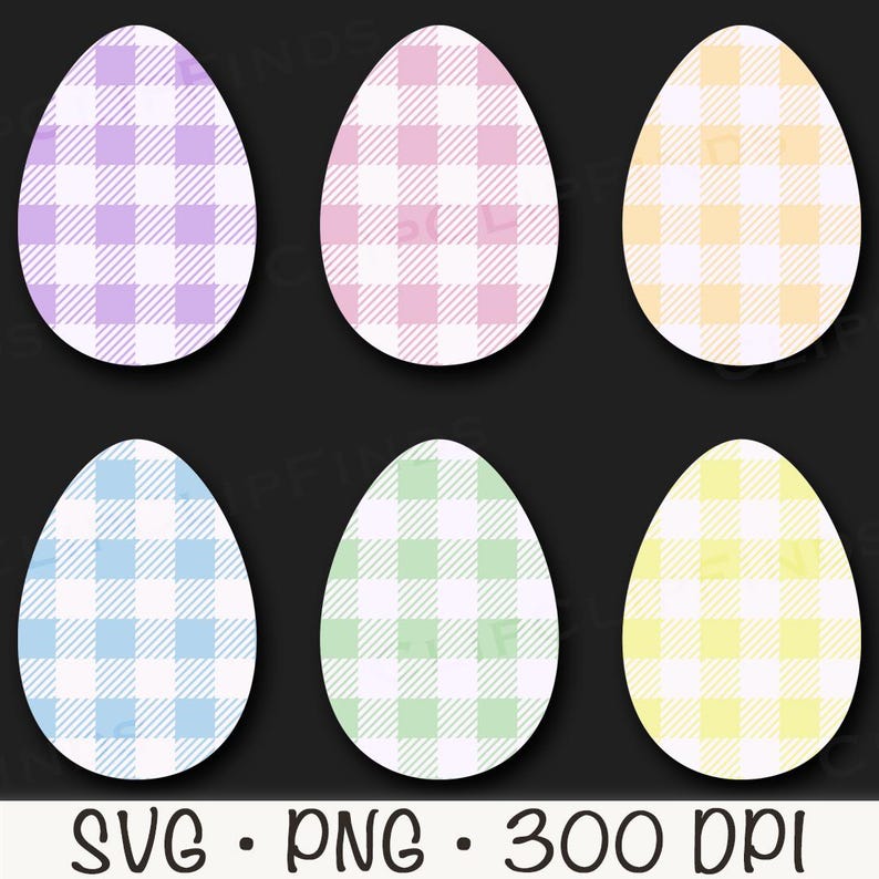 Pastel Easter Eggs Clipart, Buffalo Plaid Easter Eggs, PNG, SVG, Cute ...