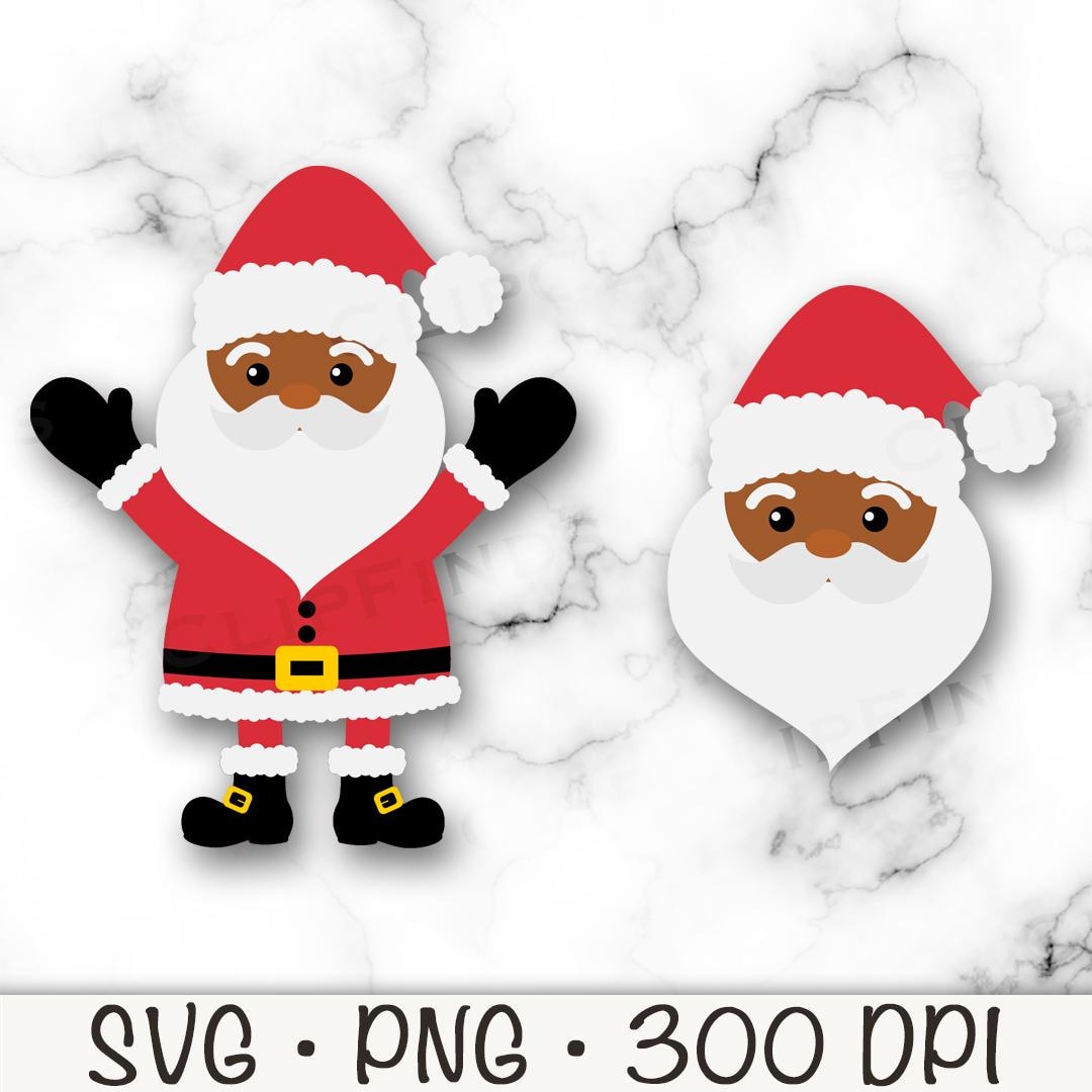 African American Santa Claus, Brown Santa Claus, SVG, PNG, Clip Art ...