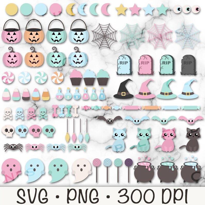 Pastel Halloween Clipart, Cute Pastel Halloween Clipart PNG, Girly ...