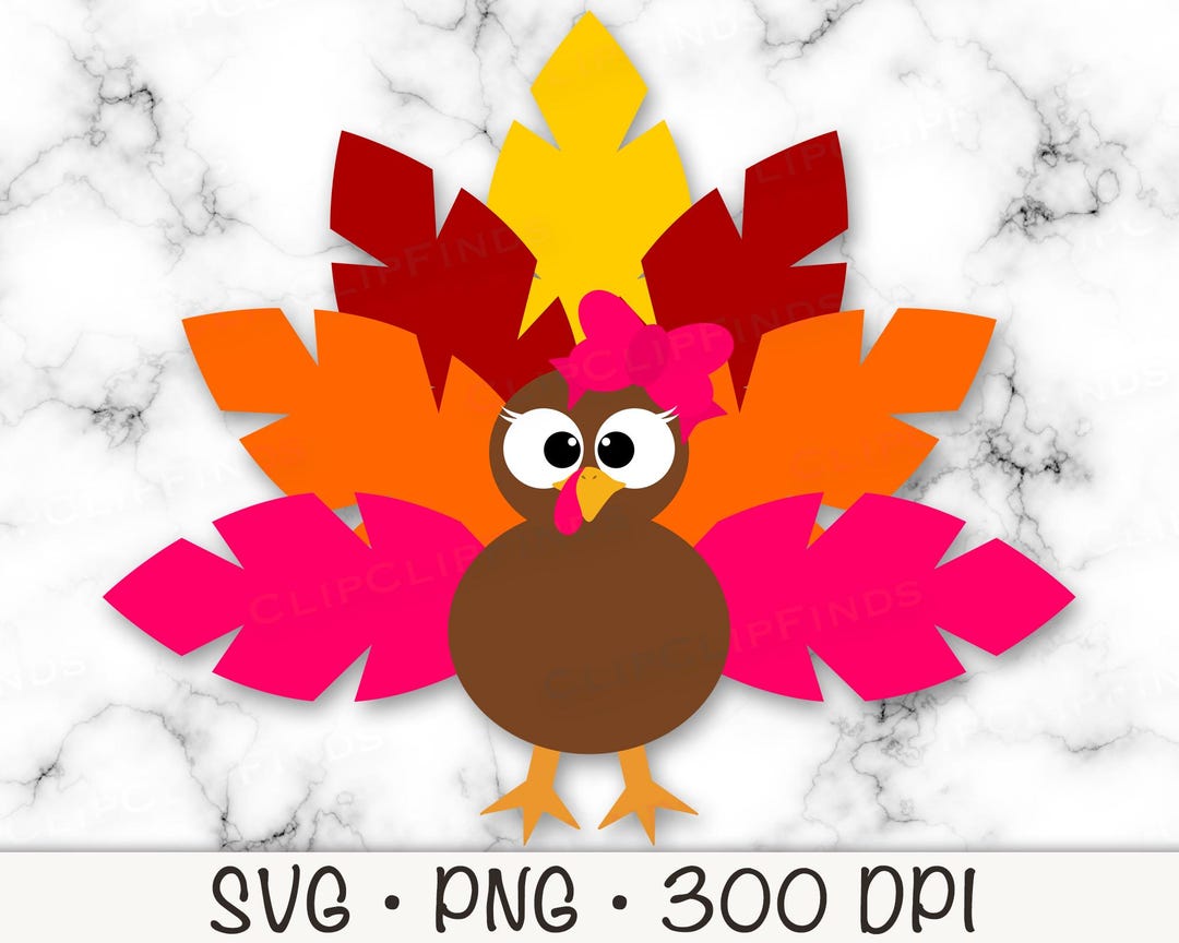 Cute Girl Thanksgiving Turkey SVG Vector File and PNG Transparent ...