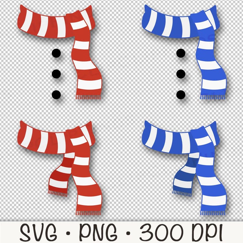 Scarf SVG, Snowman Scarf PNG, Blue Stripped Scarf Clip Art, Red ...
