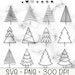 Outline Christmas Tree Bundle Pack SVG, Minimalist Pine Tree PNG, Lined ...
