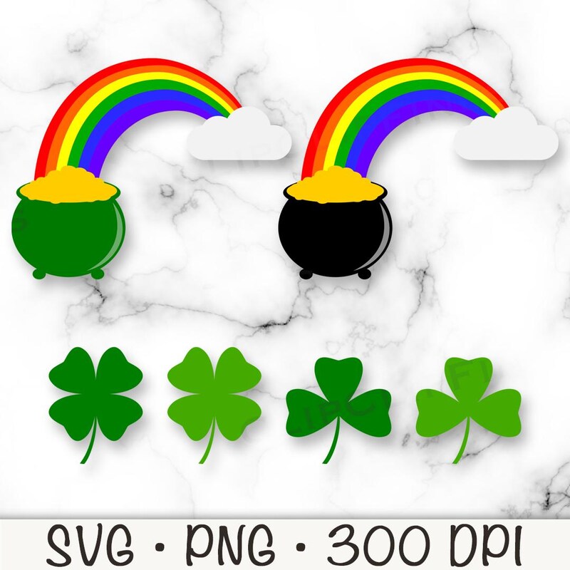 Pot of Gold Rainbow Clipart - Etsy