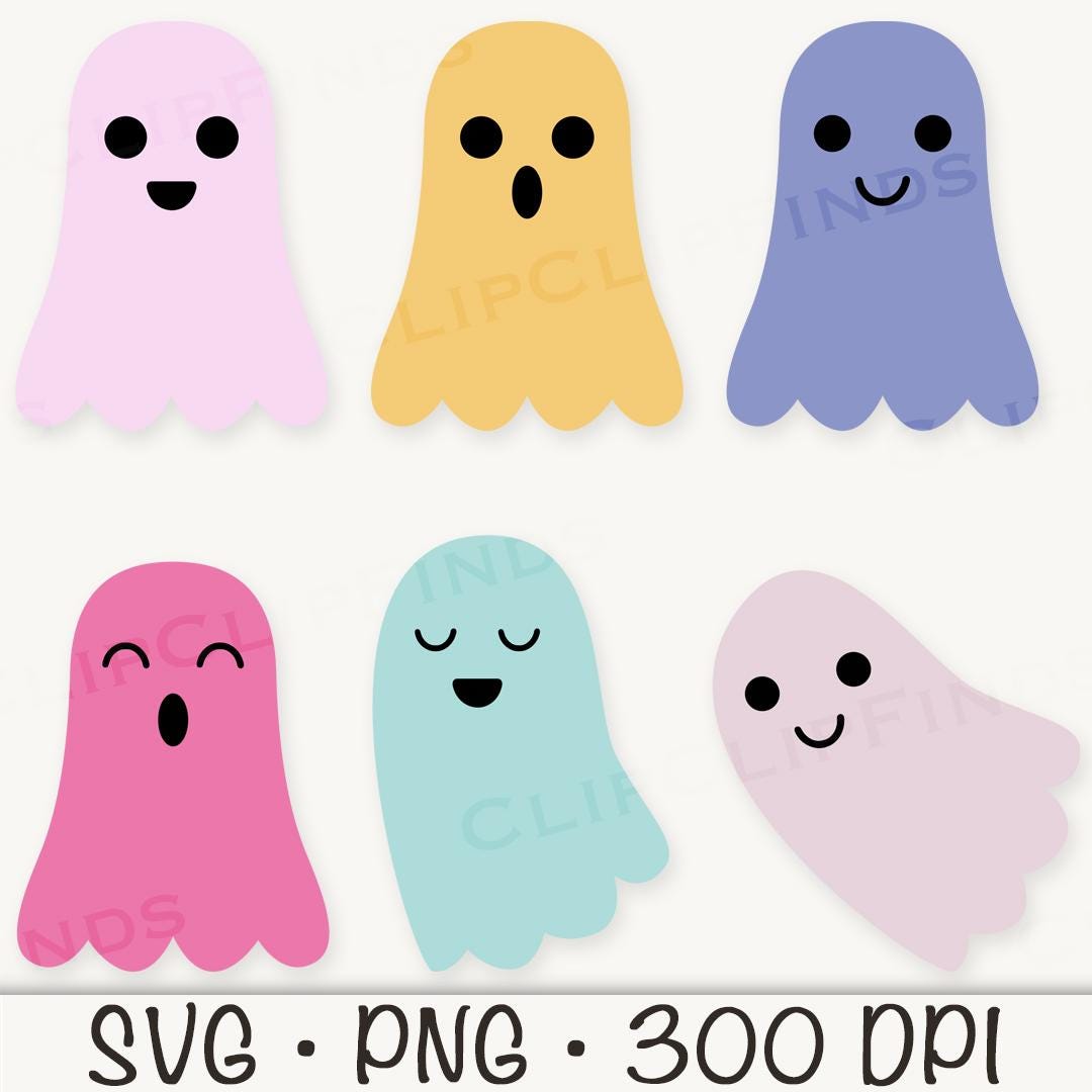 Cute Ghost SVG, Flying Ghosts PNG, Pastel Ghosts, Boho Ghosts, Hand ...