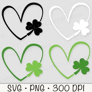 Clover Heart SVG, St. Patrick's Day Heart PNG, Sublimation, Lucky ...