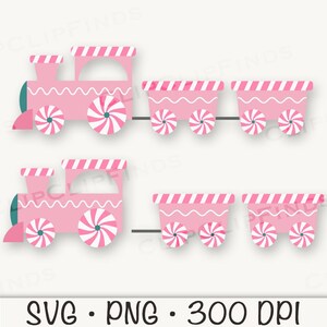 Pink Christmas Train SVG, Christmas Train PNG Clip Art, Peppermint ...