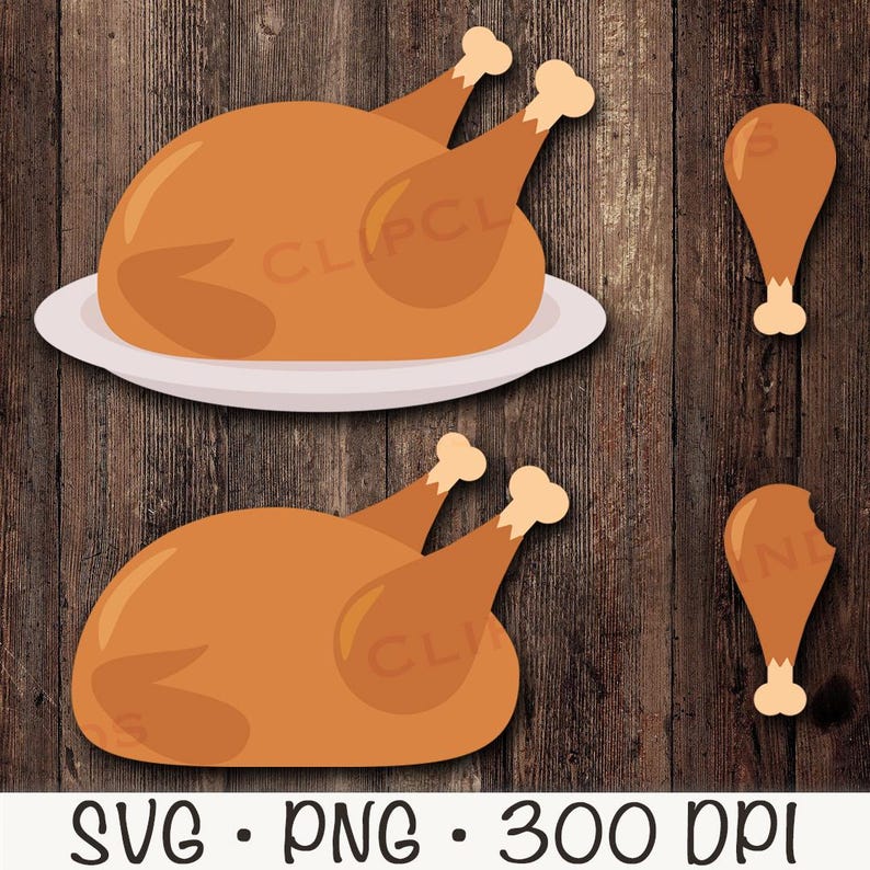 Turkey Clipart, Roasted Turkey PNG, SVG, Thanksgiving, Turkey Leg ...