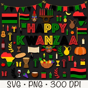 Kwanzaa Clip Art, African Holiday, Kwanzaa Party Feast, SVG Vector Cut ...