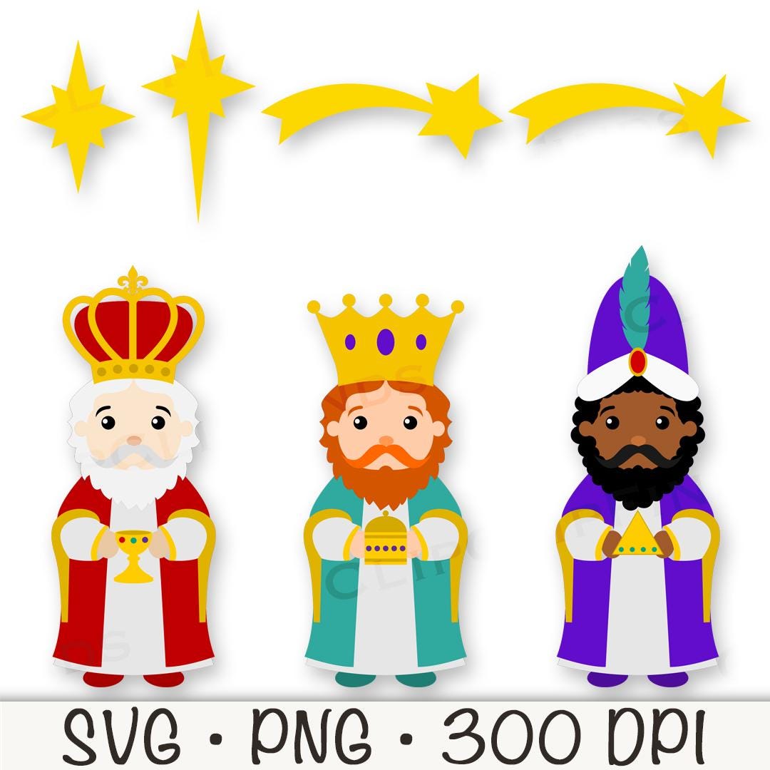 3 Kings, Cute 3 Kings, 3 Wise Men, Nativity Star, Tres Reyes Magos, SVG ...