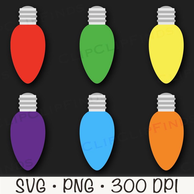 Christmas Light Bulb, Tree Lights, Individual Bulbs, SVG, PNG, Clip Art ...