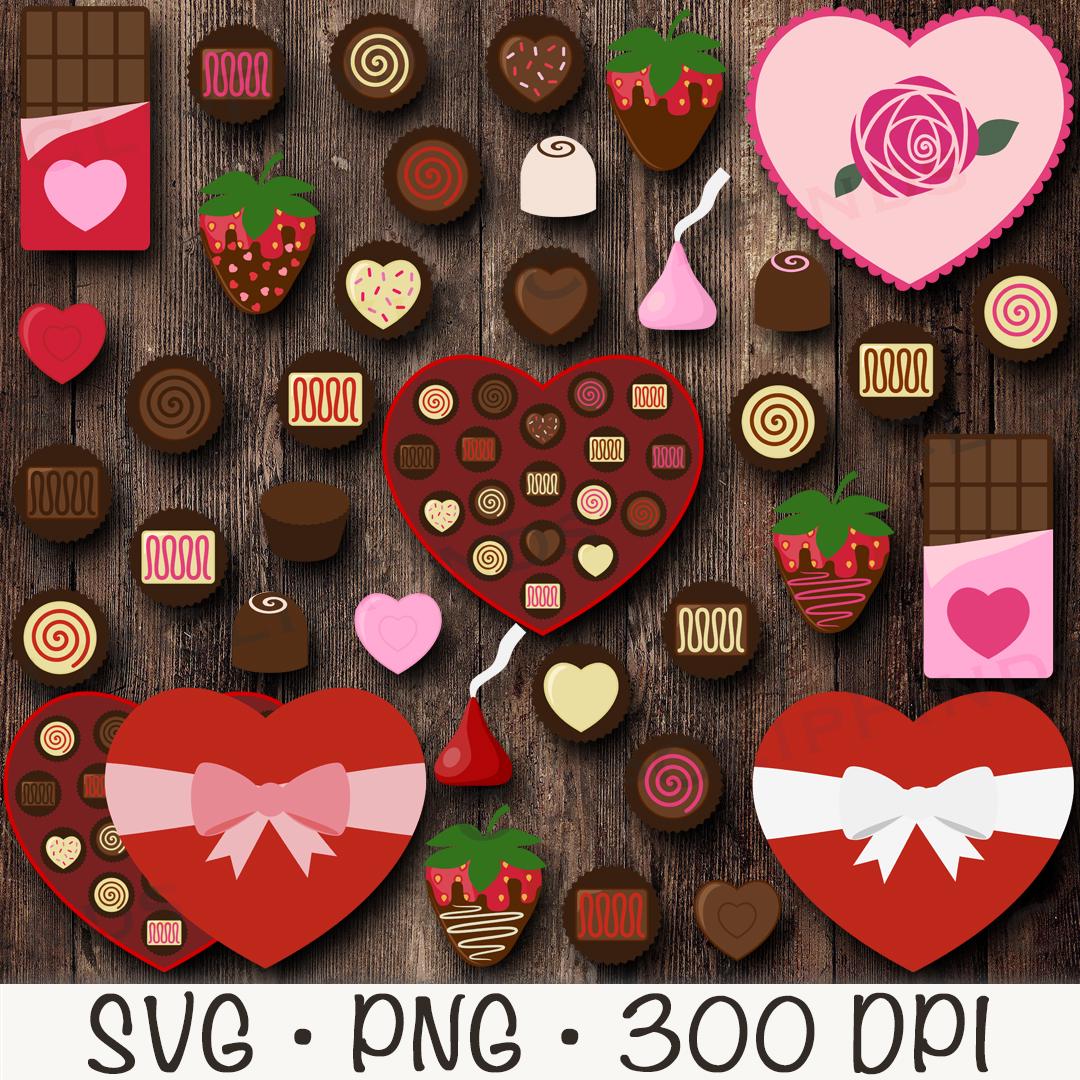 Valentine's Chocolate SVG, Valentines Chocolate Clip Art Bundle Pack ...