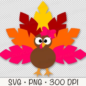 Cute Girl Thanksgiving Turkey SVG Vector File and PNG Transparent ...