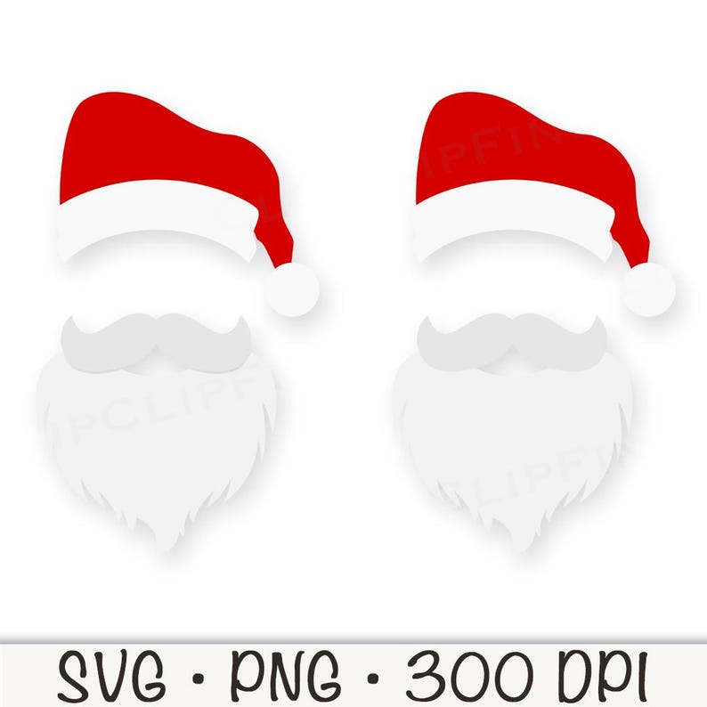 Santa Hat SVG, Santa Beard and Mustache SVG, Santa Claus Beard PNG ...