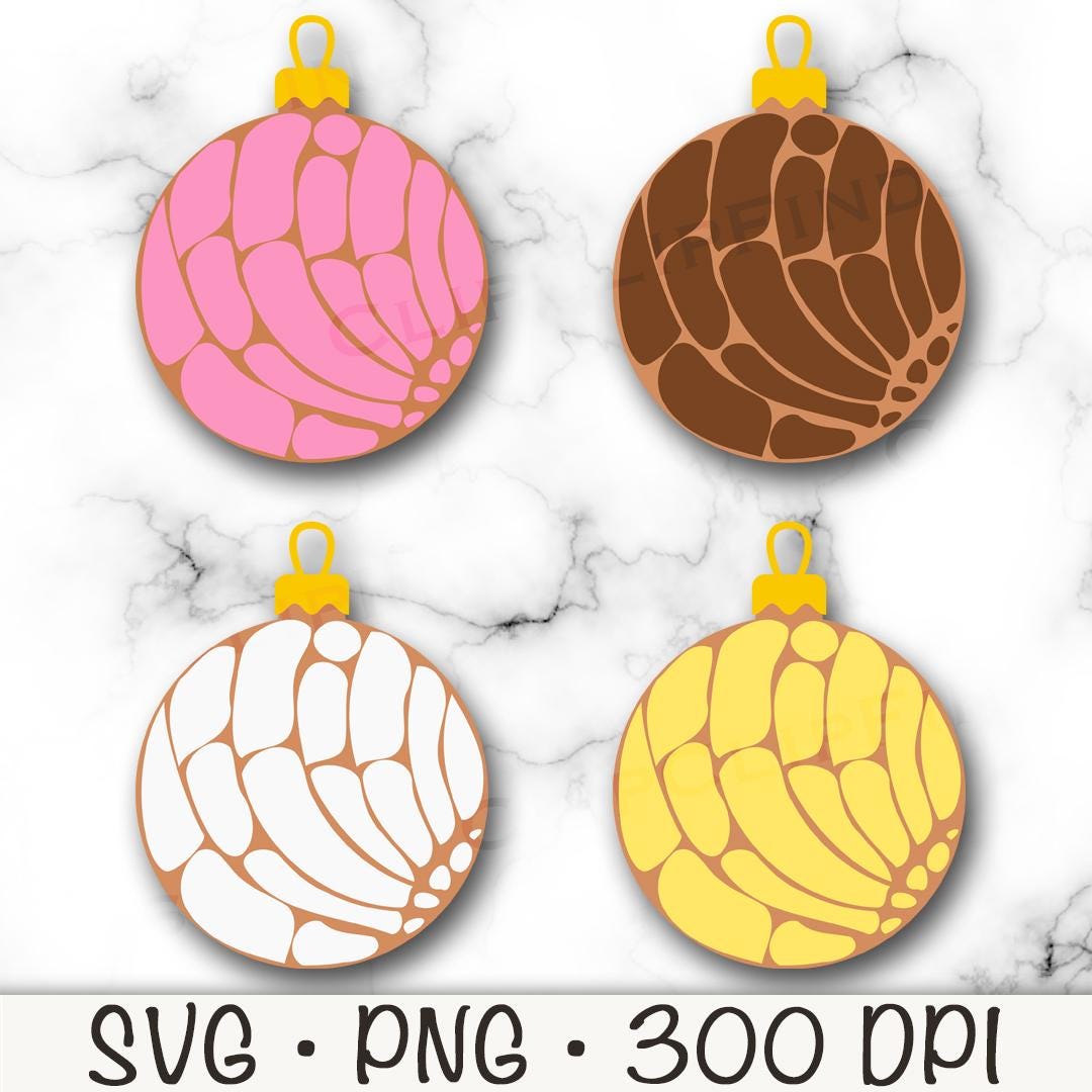 Concha Ornaments SVG, Concha Bread PNG Clip Art, Pan Dulce, Christmas ...