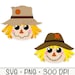 Scarecrow Face SVG, Scare Crow Head PNG, Scarecrow Clipart, Cute ...