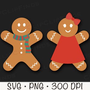 Gingerbread Man SVG, Gingerbread Girl SVG, Dressed Gingerbread ...