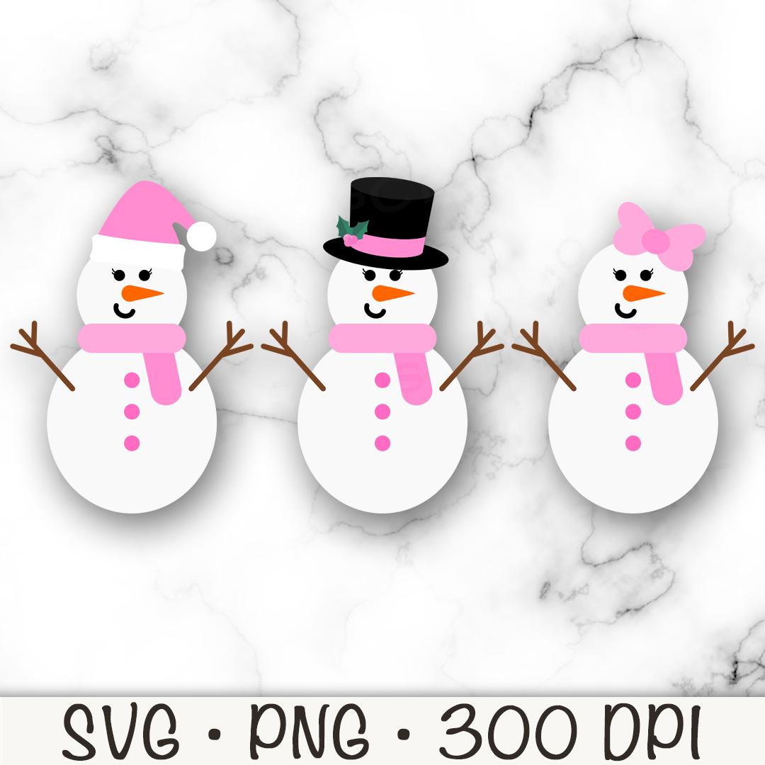 Pink Snowgirl, Snowgirl With Hat, Pink Santa Hat, Snowgirl With Bow ...