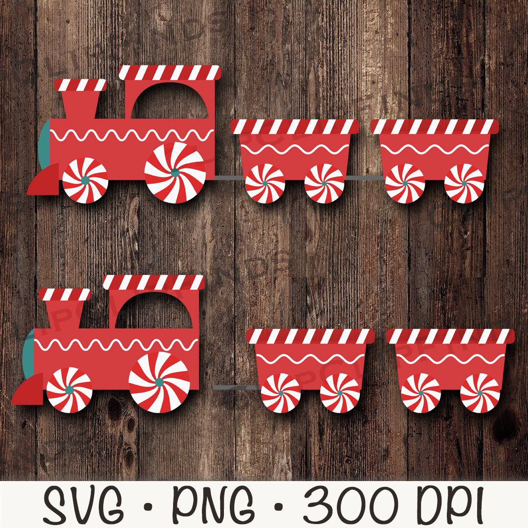 Red Christmas Train SVG, Christmas Train PNG Clip Art, Peppermint ...