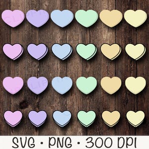 Blank Conversation Hearts SVG, Pastel Valentine's Day Candy Hearts, PNG ...