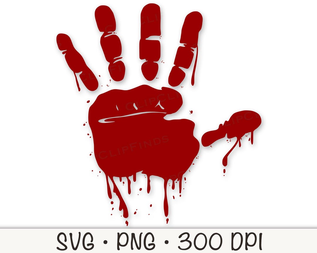 Bloody Hand Print SVG, Vector File and PNG Transparent Background ...