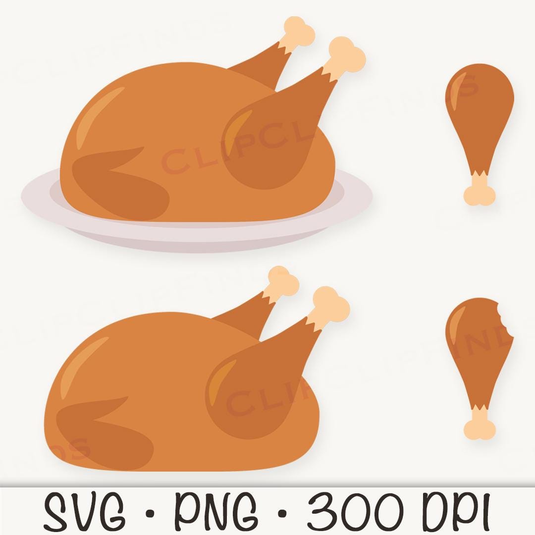 Turkey Clipart, Roasted Turkey PNG, SVG, Thanksgiving, Turkey Leg ...