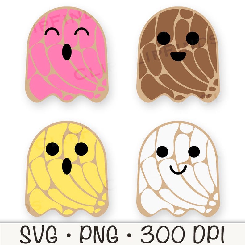 Spooky Concha Ghosts PNG, Pantasmas SVG, Pan Dulce, Dia De Los Muertos ...