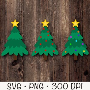 Christmas Tree Clipart, Tree With Star Topper, Ornament, Bauble, Modern ...