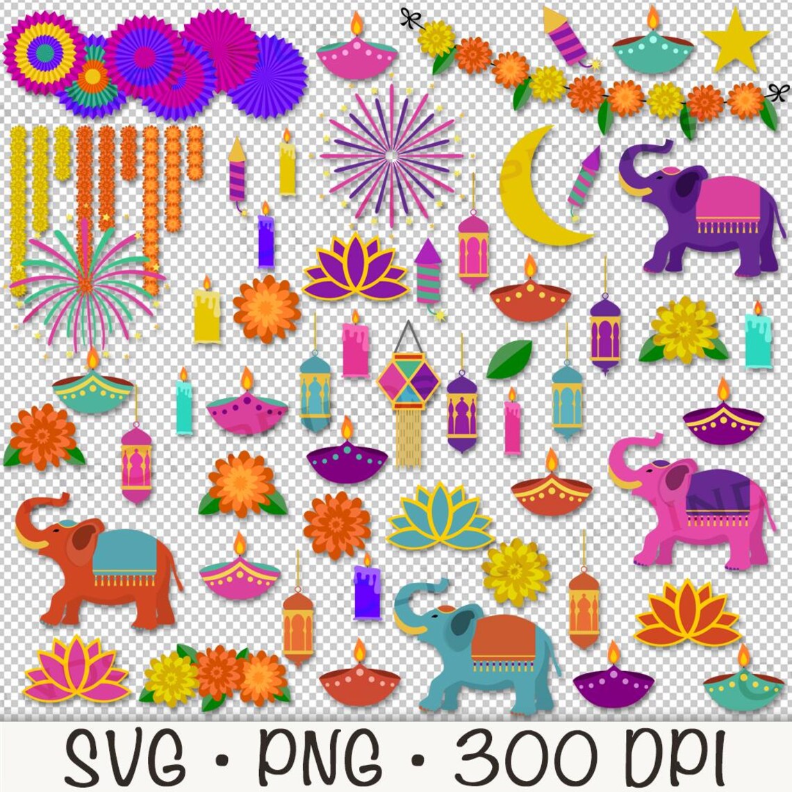Diwali Clipart, Diwali Graphics Bundle Pack, SVG, PNG, Diya, Festival ...