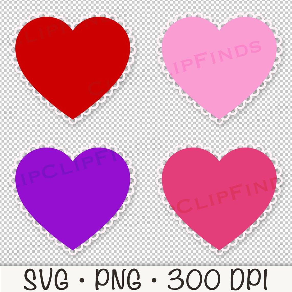 Doily Hearts SVG, Scalloped Hearts SVG, Doily Hearts Clipart, Scalloped ...